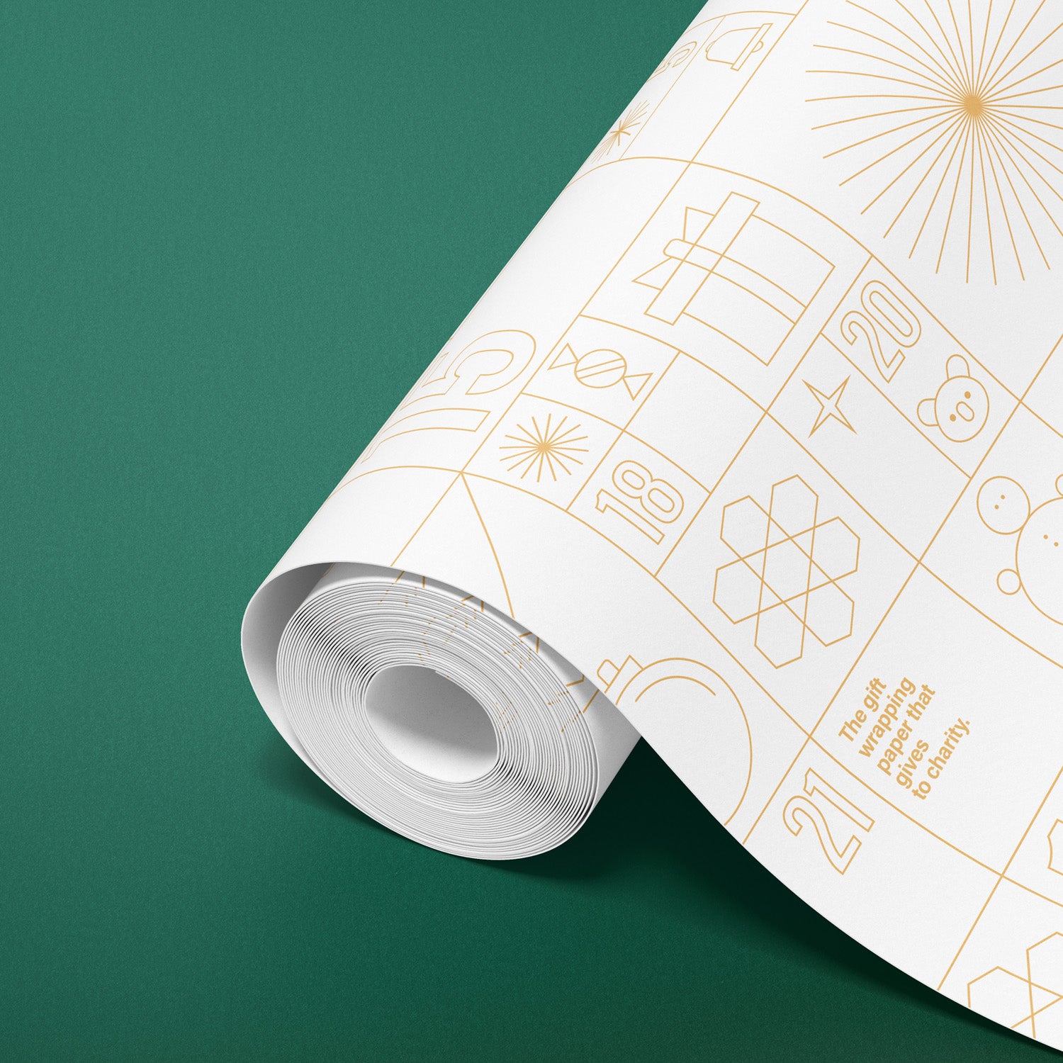 Jumbo Counter Roll Wrapping Paper 80gsm Christmas Advent White (50Mx50