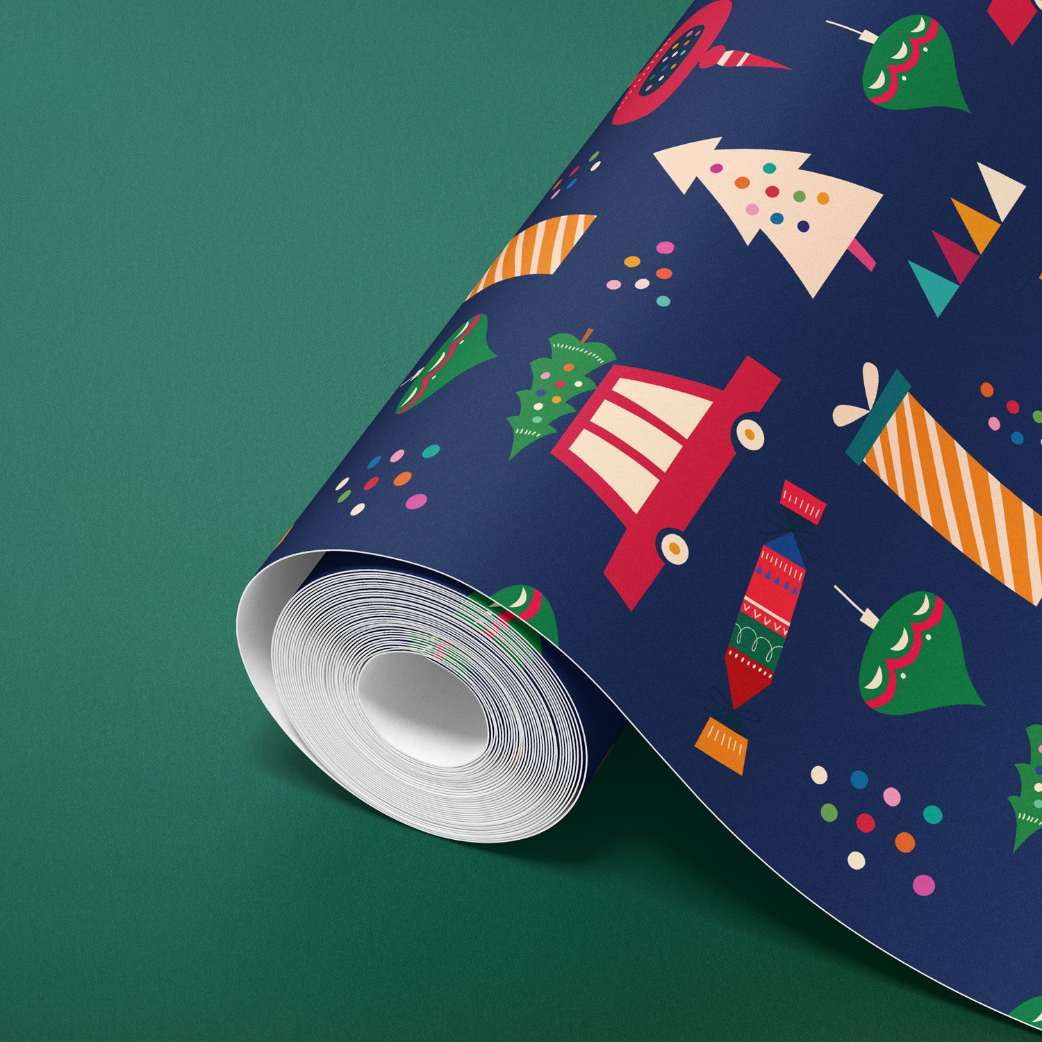 Jumbo Counter Roll Wrapping Paper 80gsm Blue Christmas (50Mx50CM)
